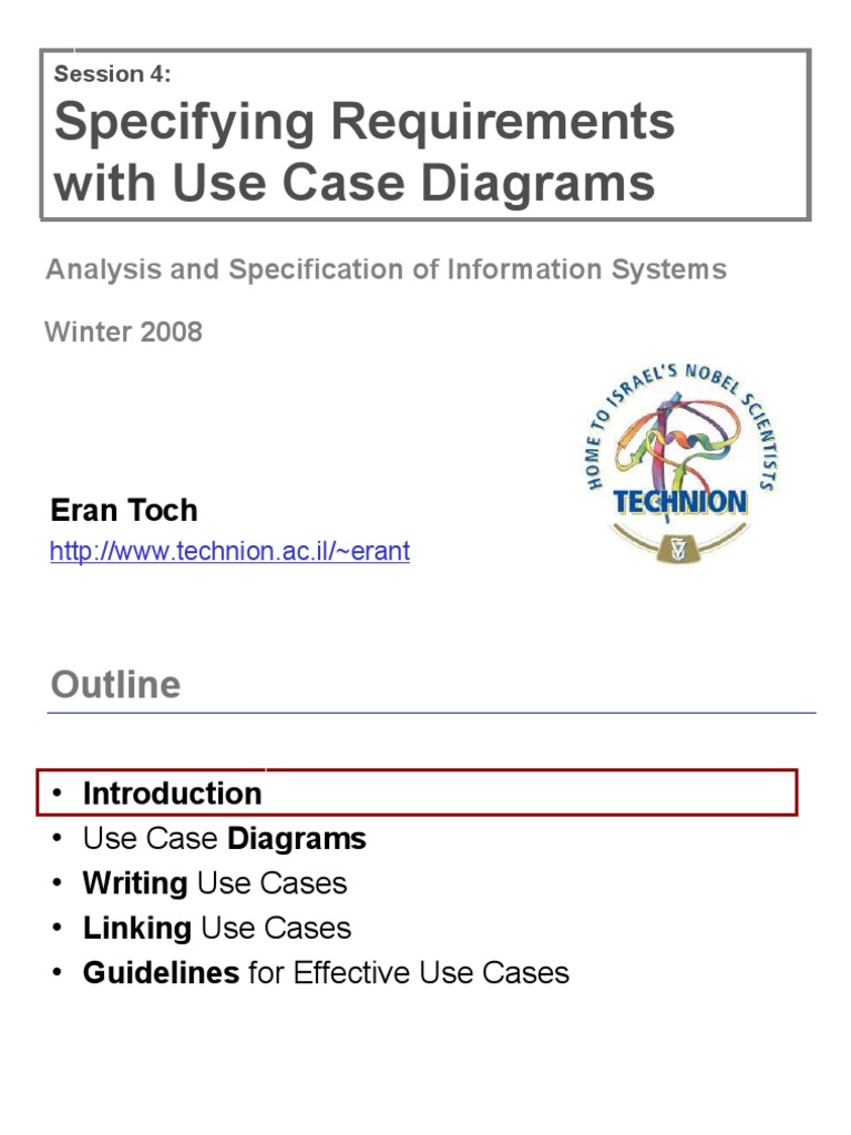 Specifying Requirements With Use Case Diagrams: Analysis and Specification of Information ...