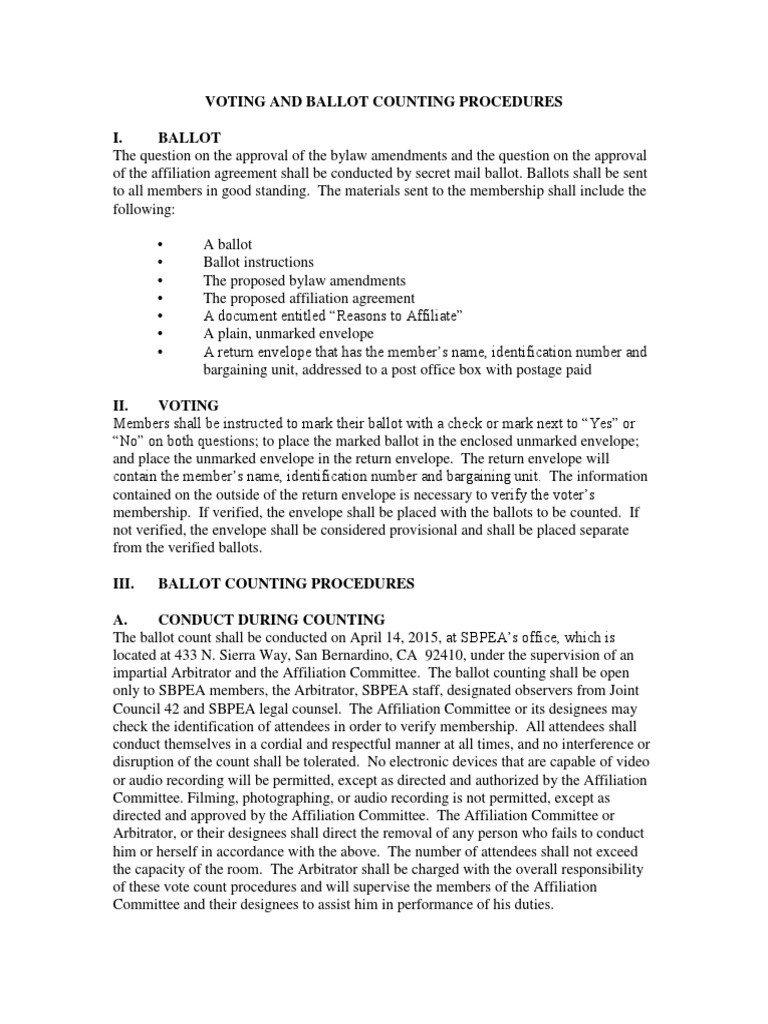 Voting and Ballot Counting Procedures | PDF | Ballot | Voting