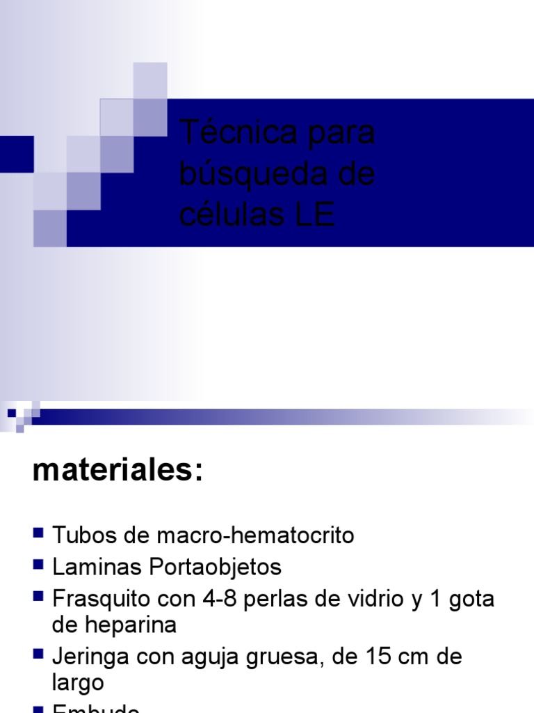 Técnica para Búsqueda de Células LE | PDF | Diagnostico medico | Leucocito