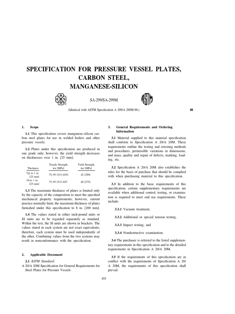 Sa 299 | PDF | Strength Of Materials | Specification (Technical Standard)