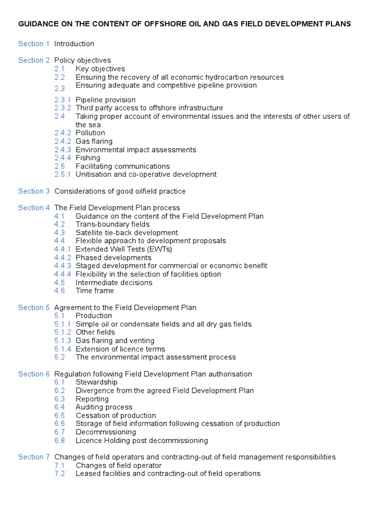 OFFSHORE OIL AND GAS FIELD DEVELOPMENT PLANS | Environmental Impact ...