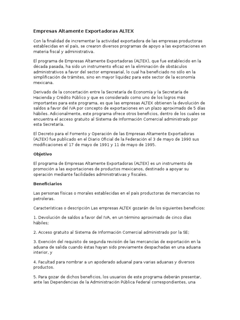 Altex y Ecex | PDF | Exportaciones | El comercio internacional