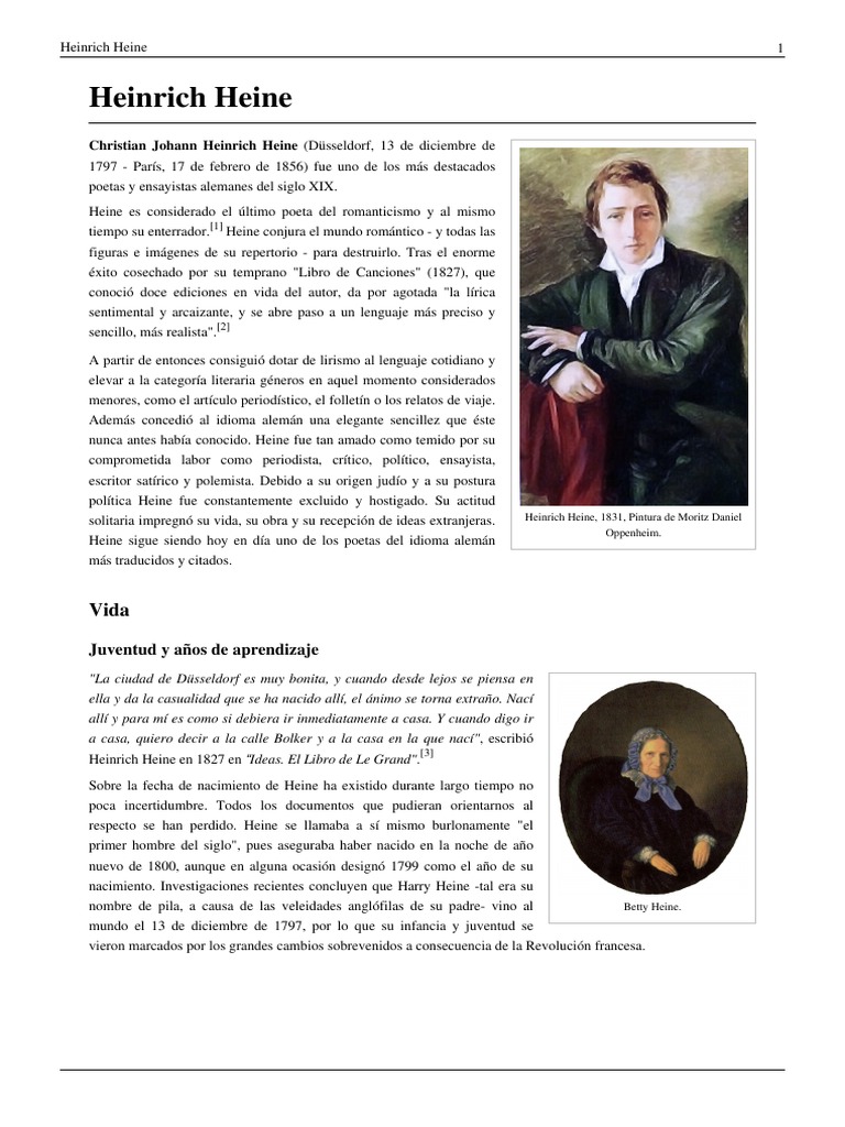 Biografía de Heinrich Heine | PDF