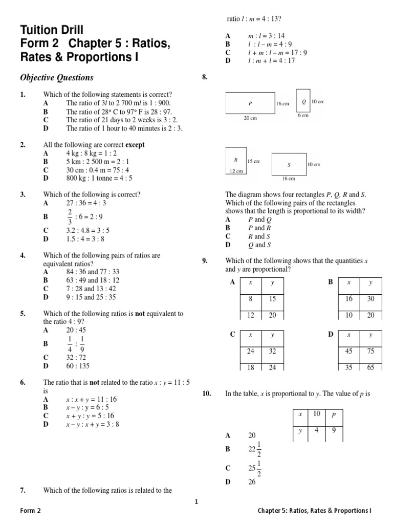 Exercise Form 2 Chapter 5 Ratios Rates Proportions I | Download Free ... Exercise Form 2 Chapter 5 Ratios Rates Proportions I | Download Free ...
