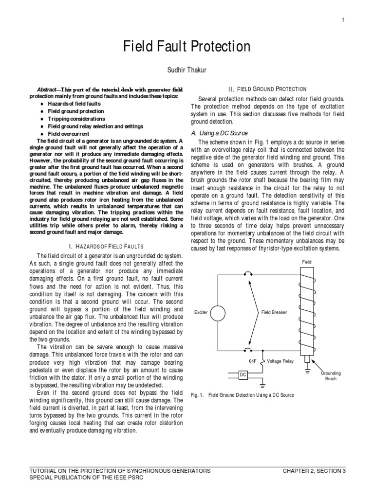Generator Field Ground Fault Protection | PDF | Relay | Electric Current