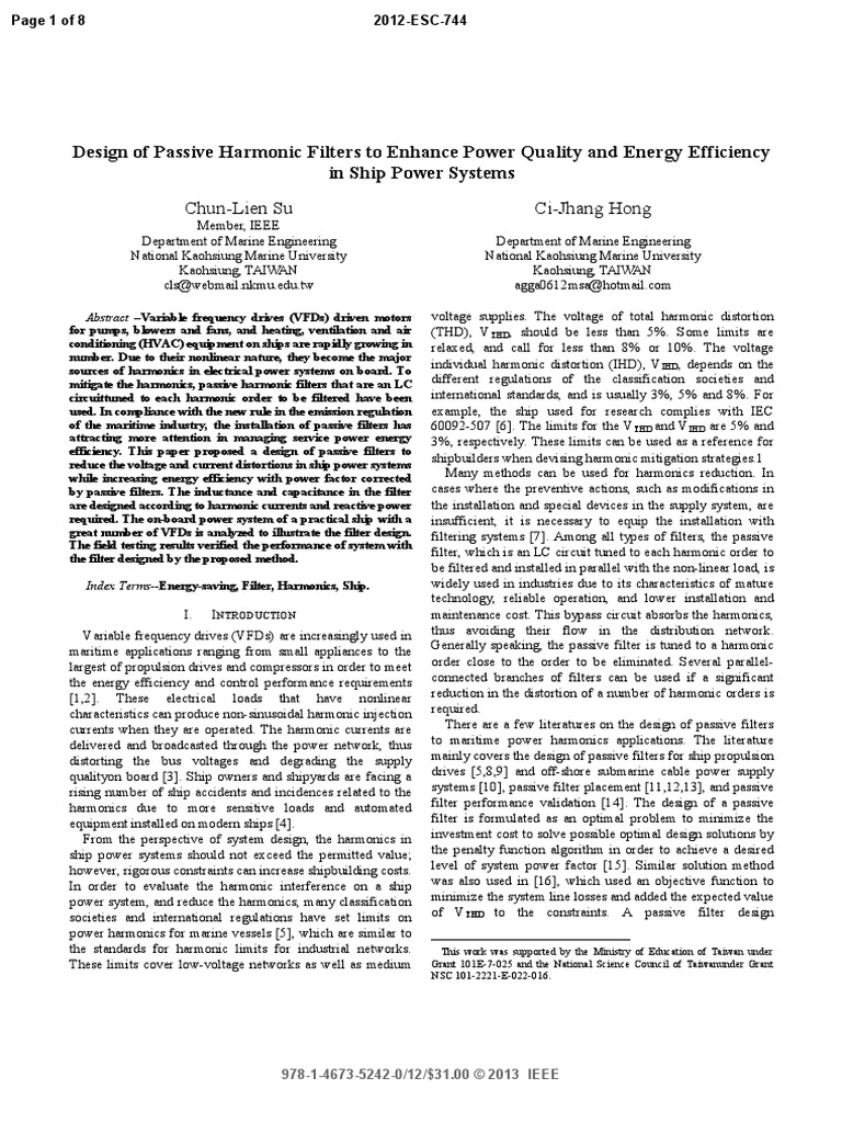 Design of Passive Harmonic Filters | PDF | Ac Power | Electronic Filter