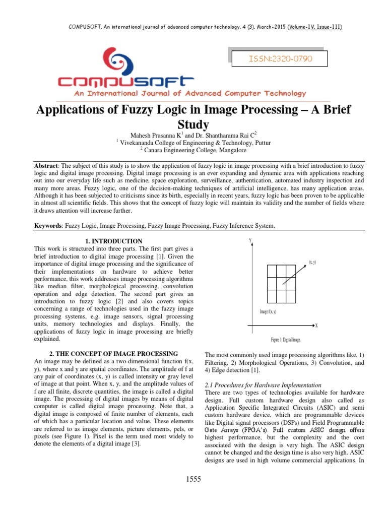 Applications of Fuzzy Logic in Image Processing - A Brief Study | PDF | Field Programmable Gate ...