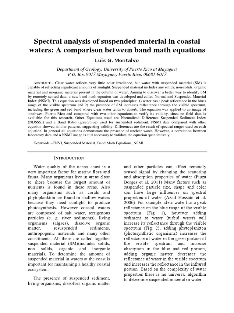 NDSSI, NSMI Dan Band Ratio | PDF | Coast | Sediment