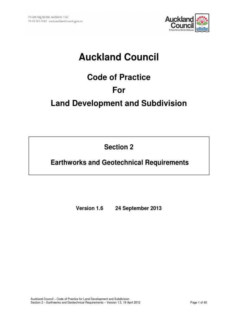 Earthworks and Geotechnical Code of Practice - Auckland | PDF | Geotechnical Engineering ...