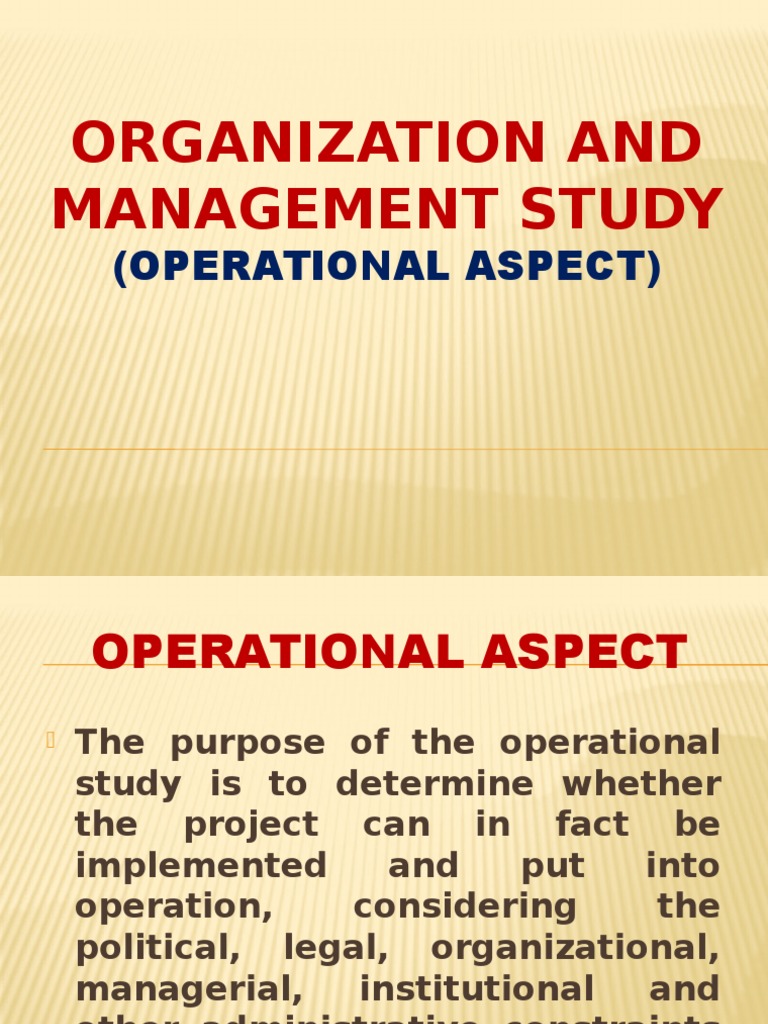 Organization and Management Study: (Operational Aspect) | PDF ...