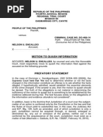 Motion To Quash Sample | PDF | Element (Criminal Law) | Jurisdiction