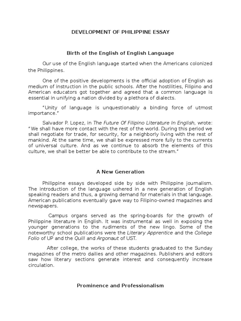 Evolution of Philippine Essays in English | PDF | Philippines | Magazines