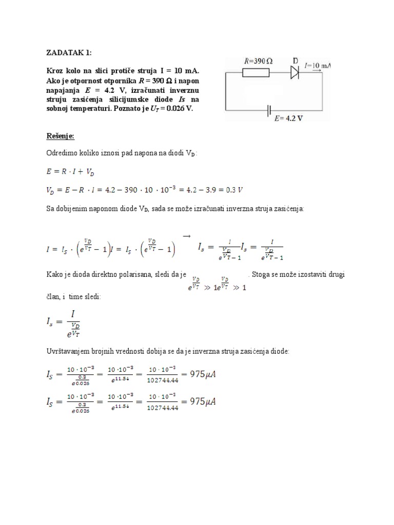 Elektronika 1 Nedelja Zadaci Konacno | PDF