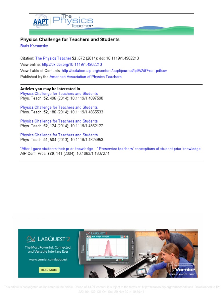 Physics Challenge Dec14 | PDF | Motion (Physics) | Physics