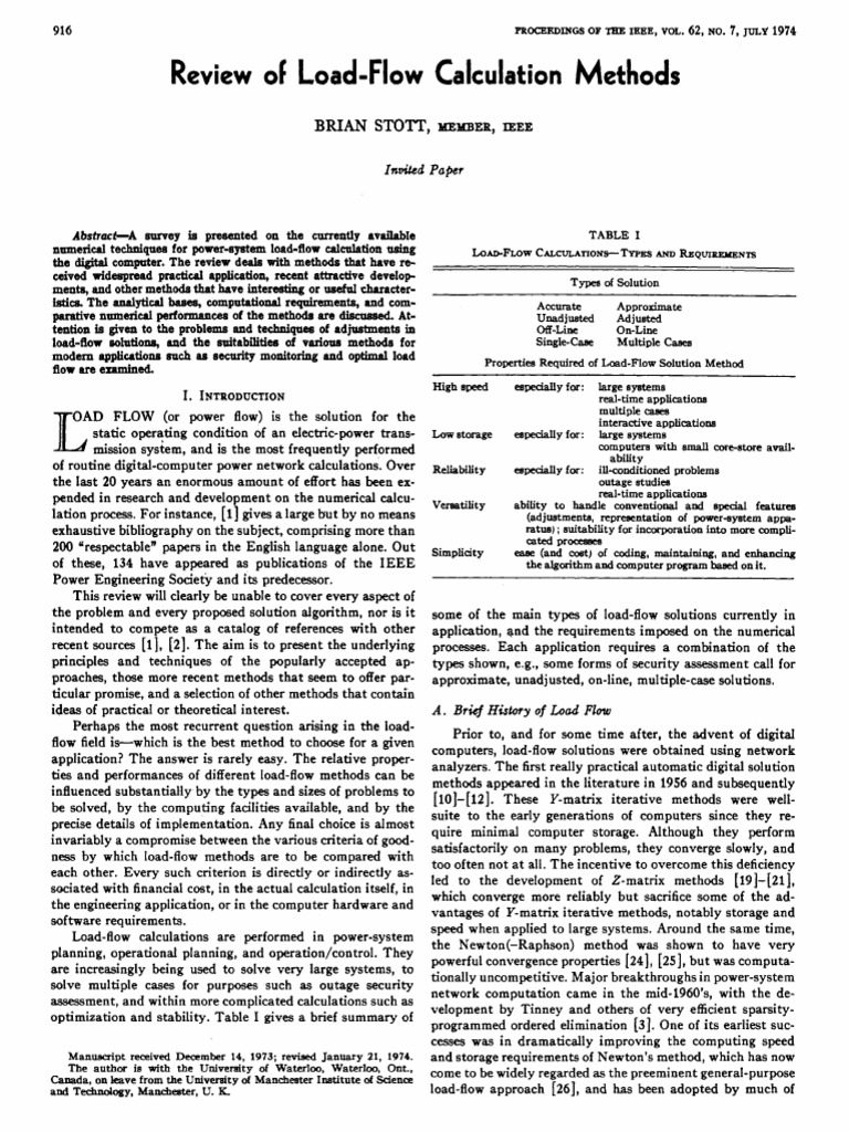 Review of Load Flow Calculation Methods | PDF | Mathematical Optimization | Matrix (Mathematics)