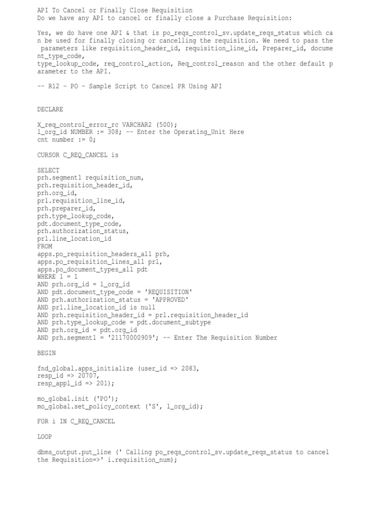 Requisition API | PDF | Software | Databases