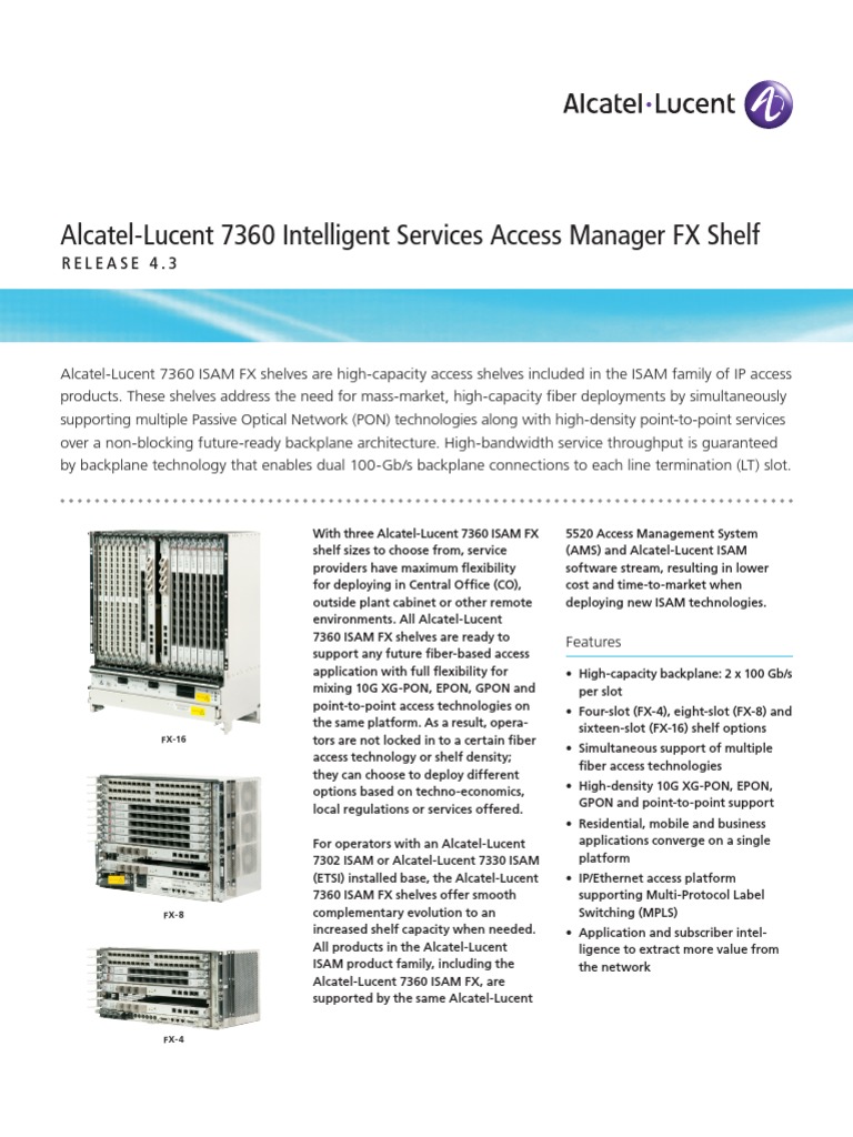 7360 ISAM FX Shelf DS PDF | PDF | Telecommunications | Computer Networking
