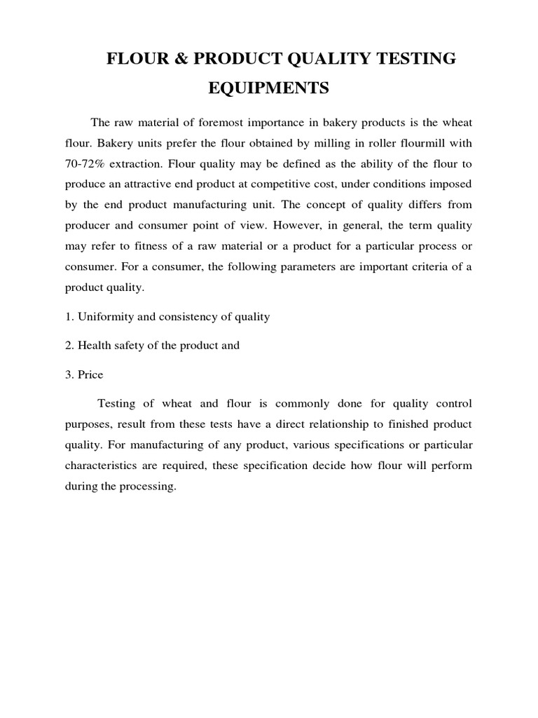 Flour & Product Quality Testing Equipments | PDF | Differential ...
