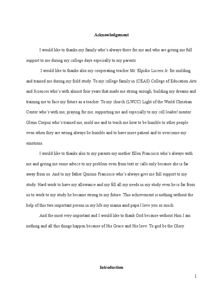 Acknowledgement Intro | Download Free PDF | Learning | Behavior Modification