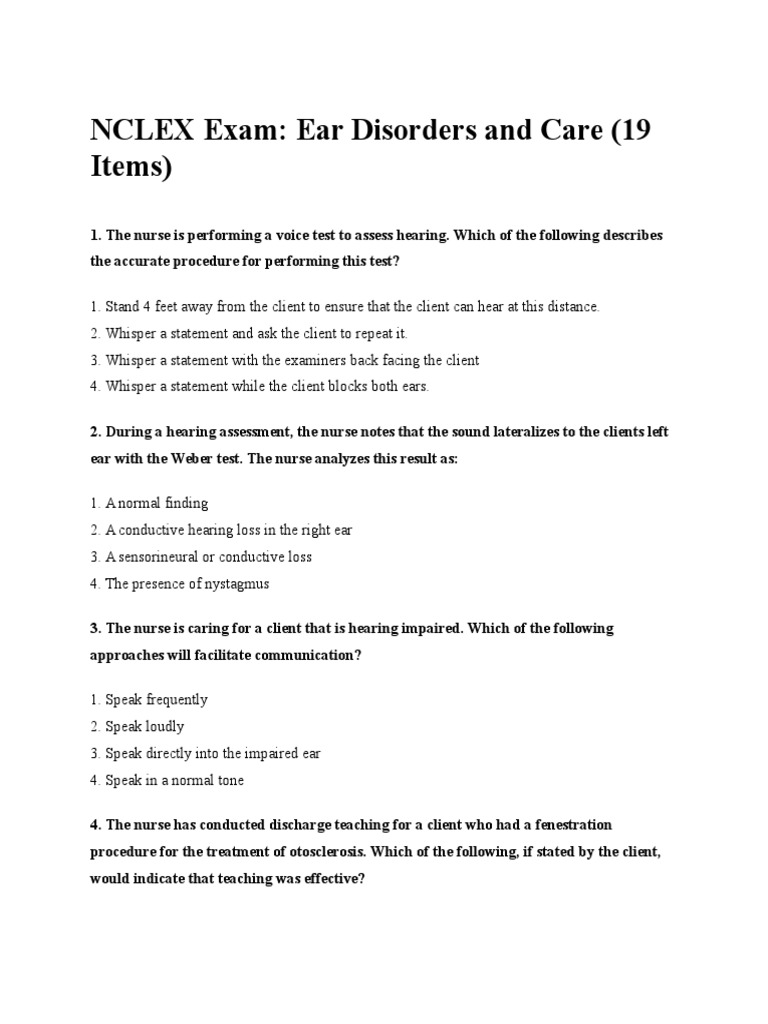 Whisper Test and Ear Disorder Assessment | PDF | Ear | Human Head And Neck