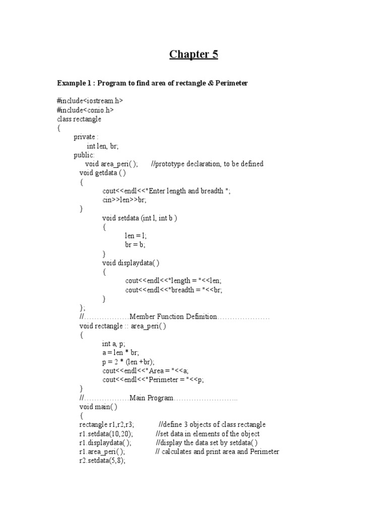 Example 1 Program To Find Area Of Rectangle Perimeter PDF