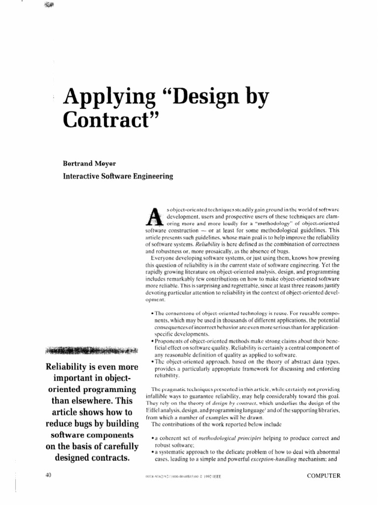 Applying Design by Contract | PDF | Inheritance (Object Oriented ...