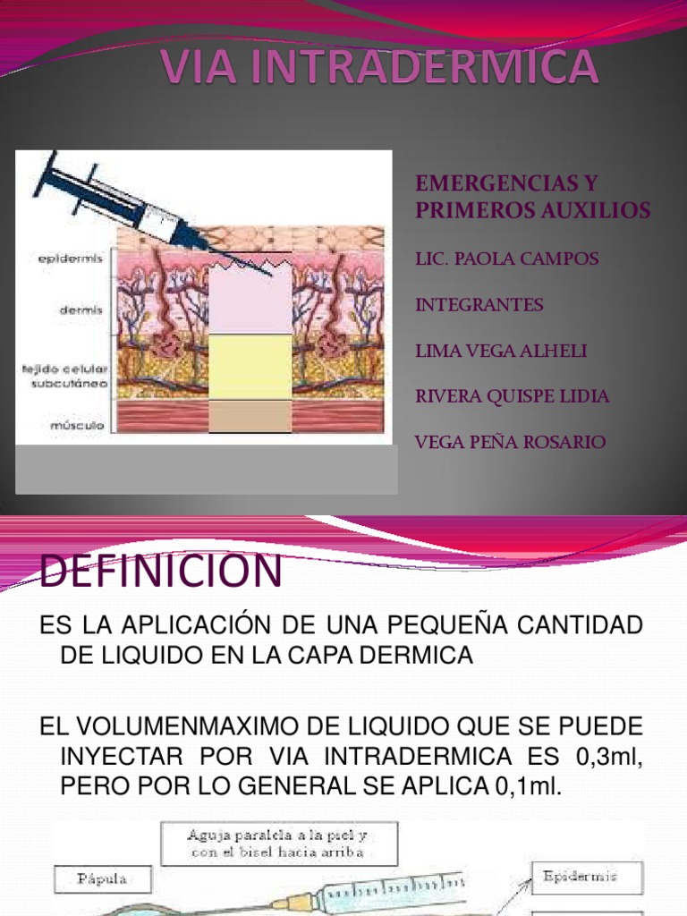 Aplicación y Uso de la Vía Intradérmica | PDF