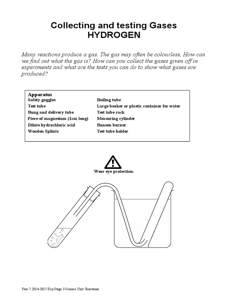 Collecting and Testing Gases in Experiments | PDF