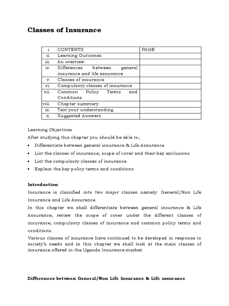 A Comprehensive Guide to Classes of Insurance: Differentiating Between ...