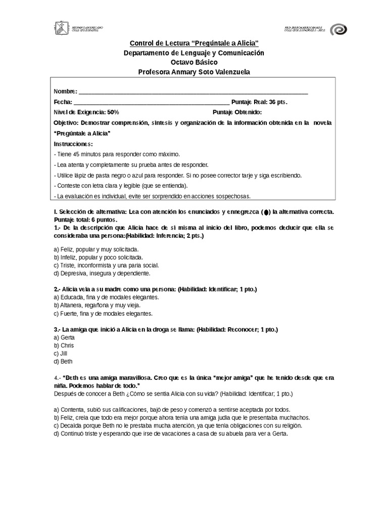 Preguntale A Alicia | PDF | Artes del Lenguaje y Comunicación | Salud y ...