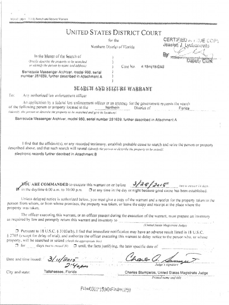 FBI Search Warrant | PDF