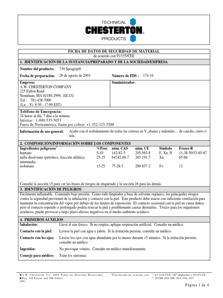 Chesterton 730 | PDF | Agua | Sustancias químicas