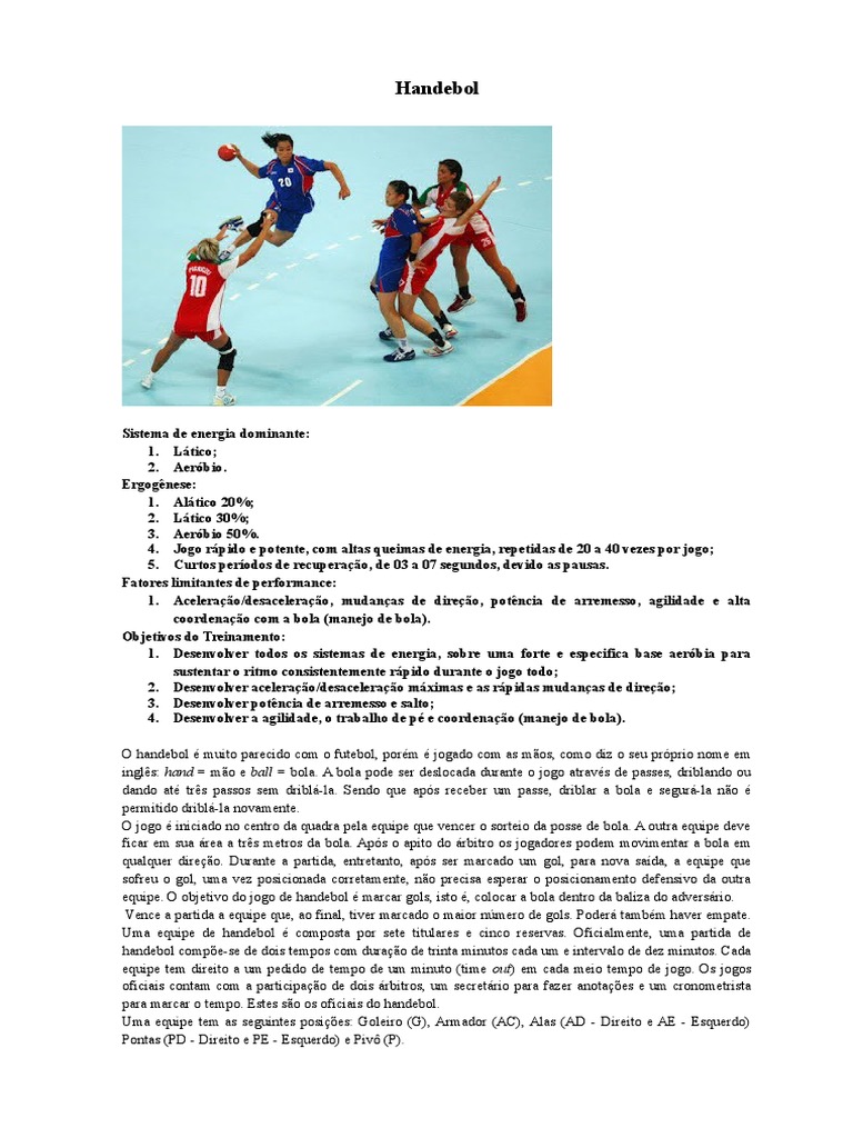 Apostila Handebol Exercícios | Aberturas (Xadrez) | Associação de Futebol
