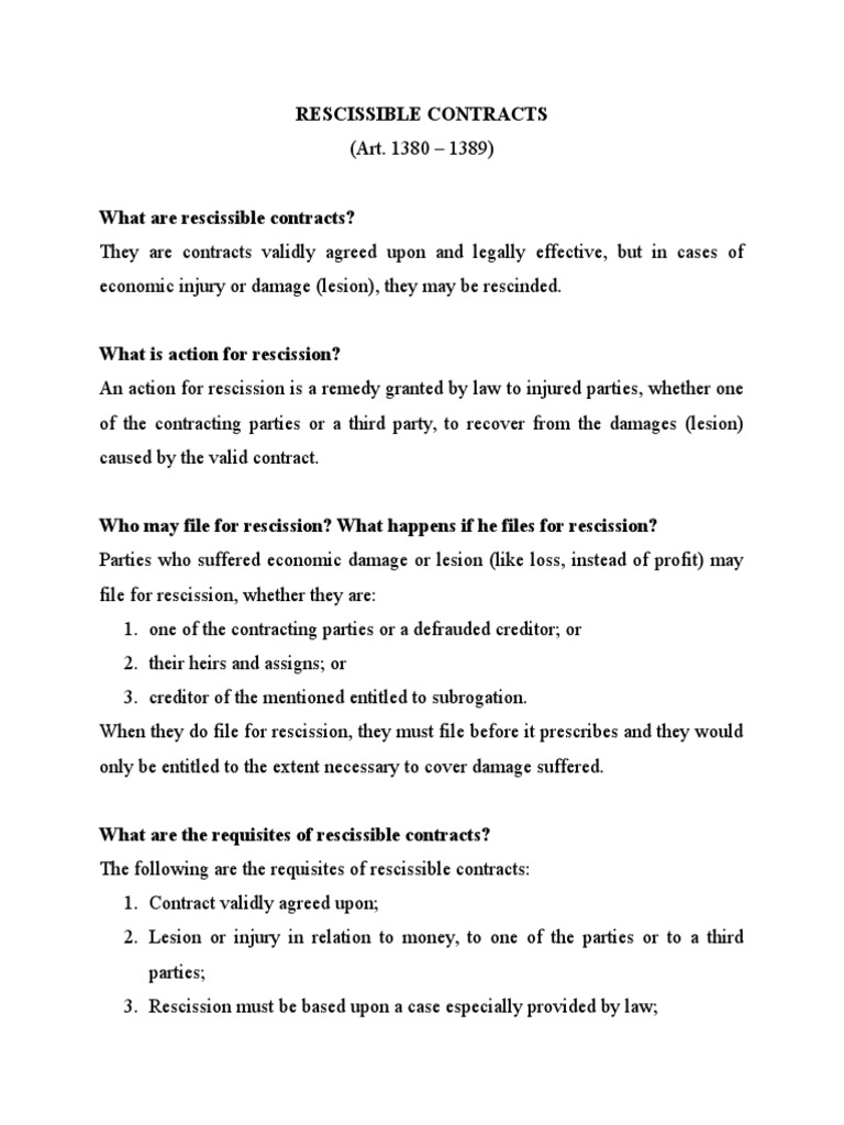 What Are Rescissible Contracts | Rescission | Bankruptcy