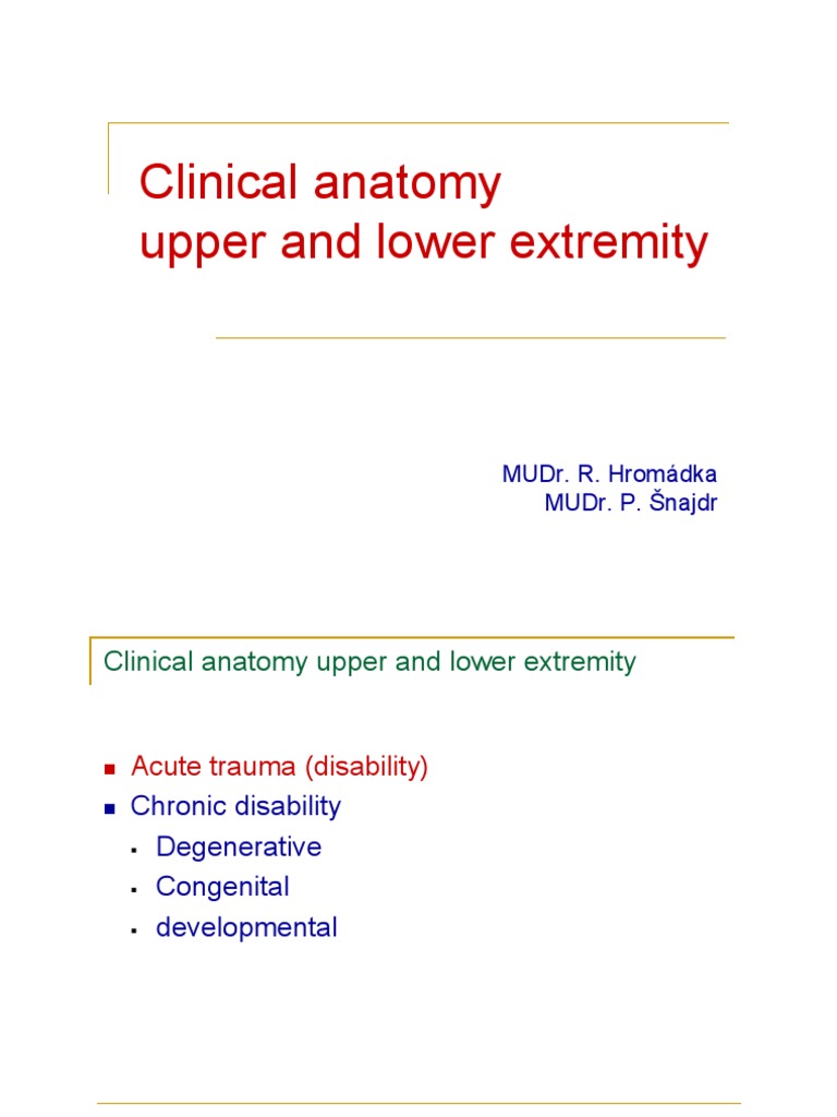 Clinical Anatomy Upper and Lower Extremity: Mudr. R. Hromádka Mudr. P ...