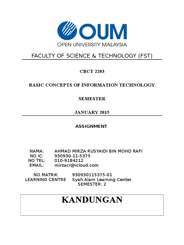 Basic Concepts of Information Technology (CBCT2203) | PDF