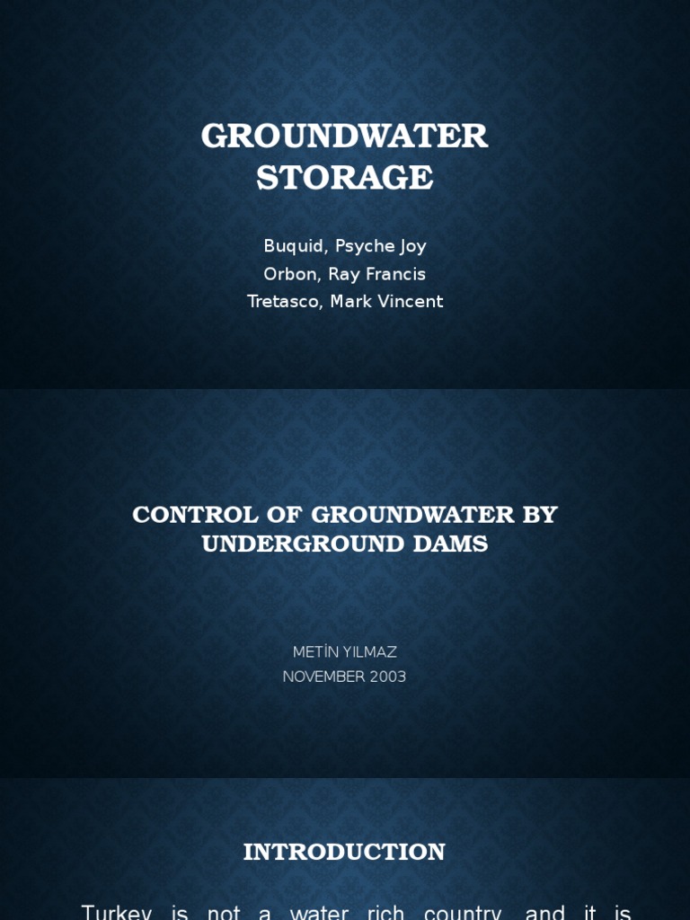Control of Groundwater by Underground Dams | PDF | Groundwater | Dam