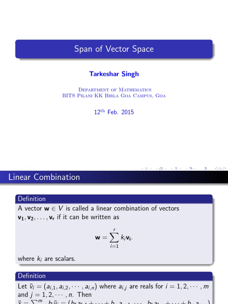 Span Vector | PDF | Linear Subspace | Vector Space