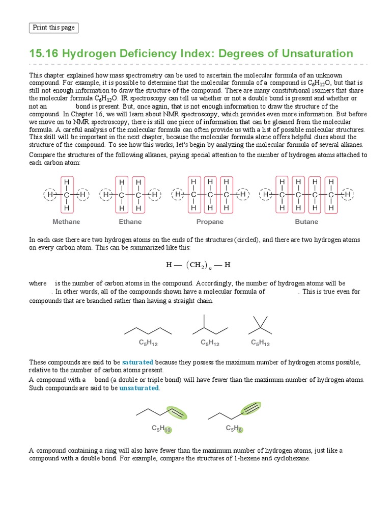 Degree of Unsaturation | Chemical Compounds | Molecules