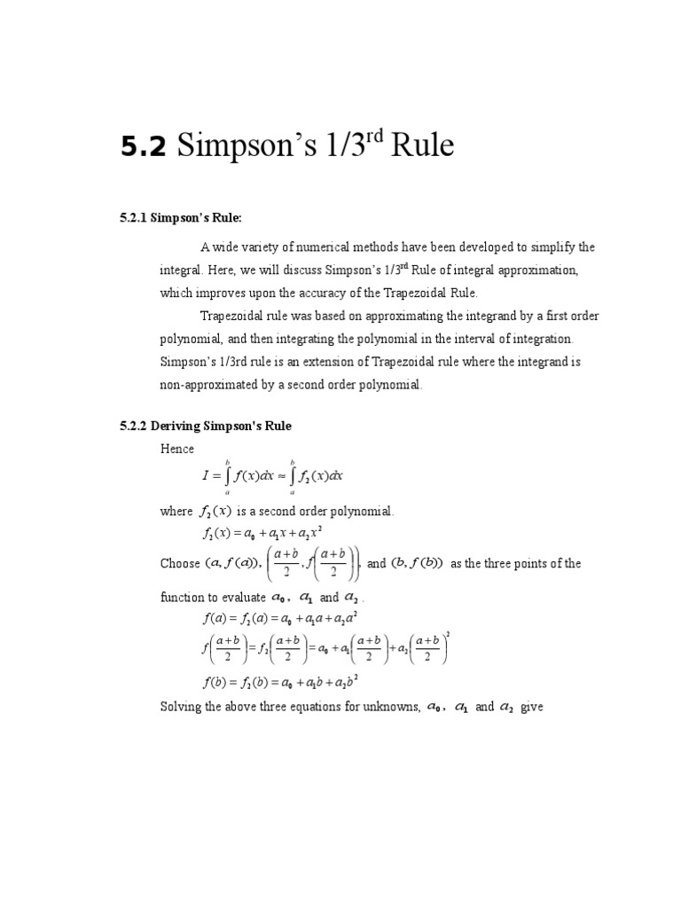 5.2.1 Simpson's Rule | PDF | Integral | Calculus