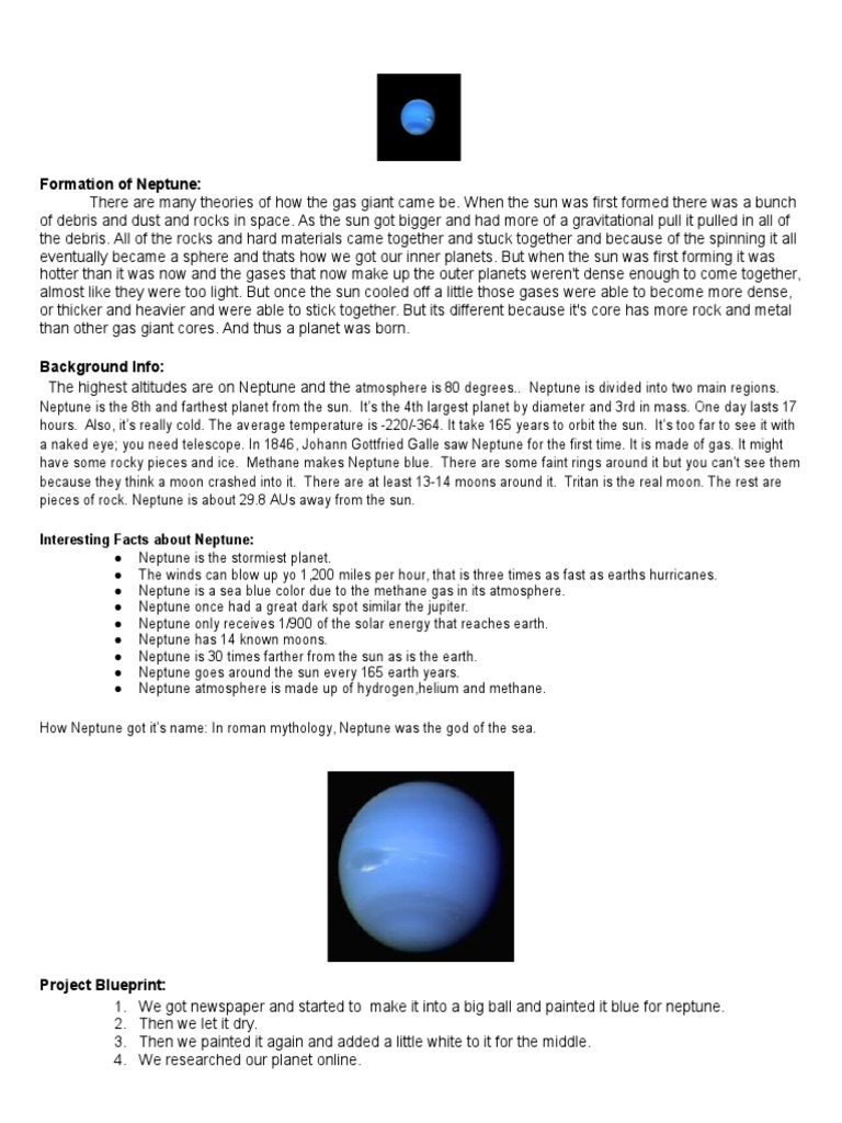 Formation of Neptune:: Interesting Facts About Neptune | PDF