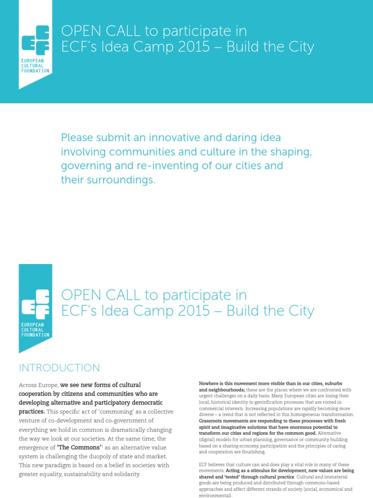 Idea Camp 2015-Call For Ideas | PDF | Community | Governance