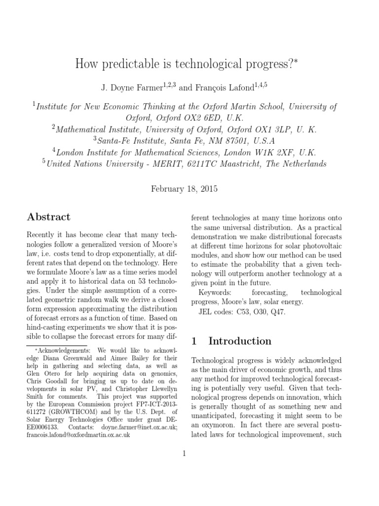 How Predictable Is Technological Progress | PDF | Forecasting | Errors And Residuals