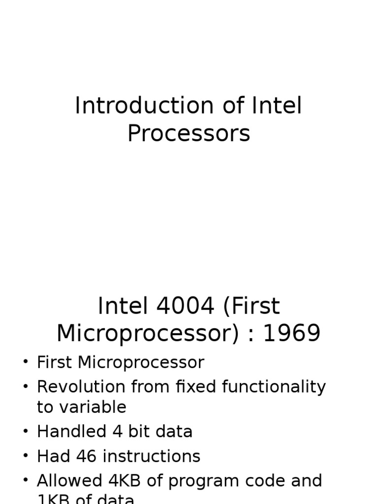 Introduction of Intel Processors | PDF | Instruction Set | Central Processing Unit