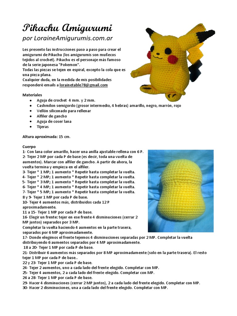 Cola De Pikachu Amigurumi