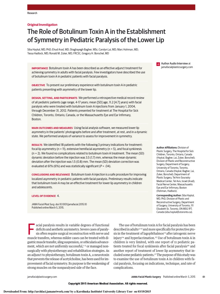 JAMA | PDF | Botulinum Toxin | Surgery