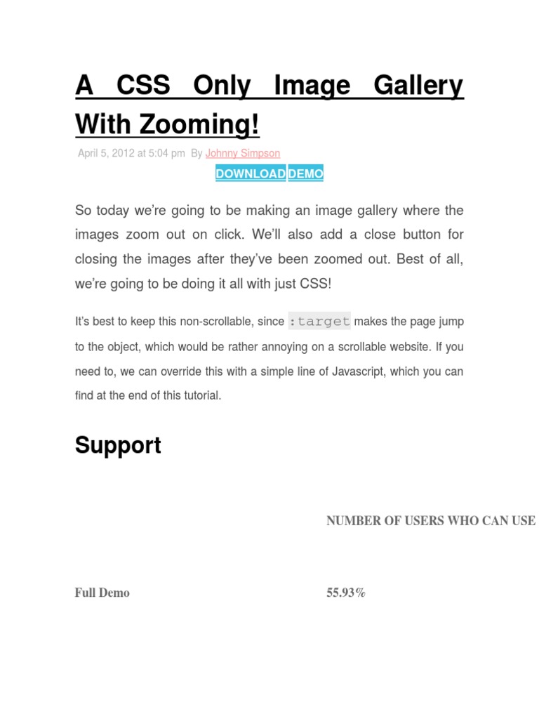 A CSS Only Image Gallery With Zooming | PDF | Cascading Style Sheets ...