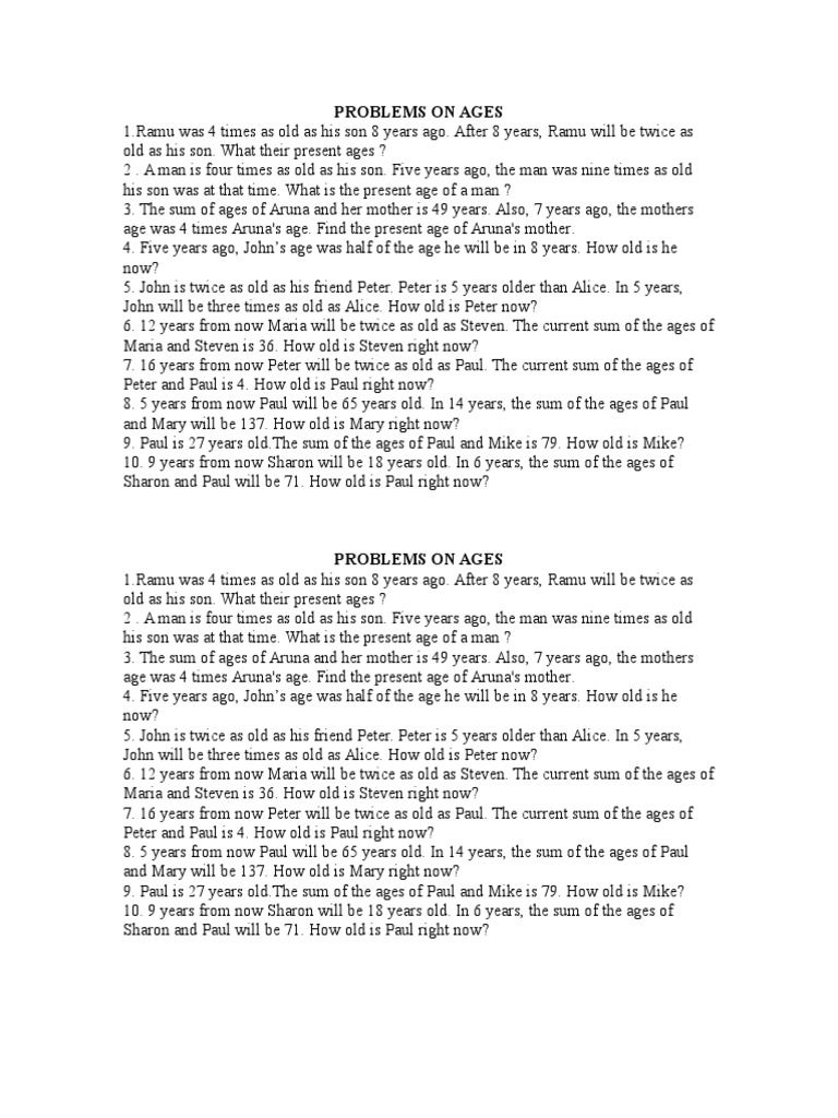 Problems On Ages | PDF