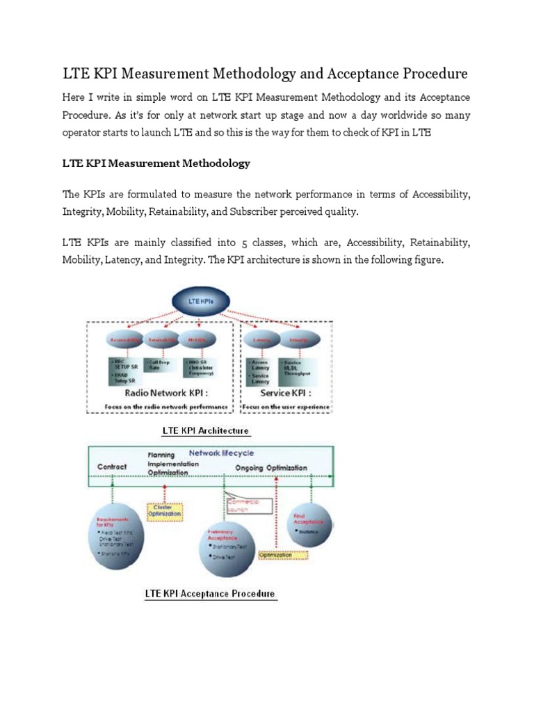 LTE KPI Measurement Methodology and Acceptance Procedure | PDF ...