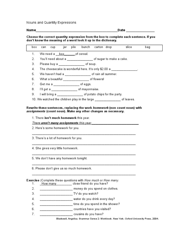 Noun Phrases and Quantity Expressions | PDF | Languages | Language Arts ...